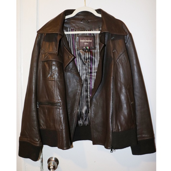 sergio beninni | Jackets & Coats | Sergio Beninni Brown Leather Jacket ...